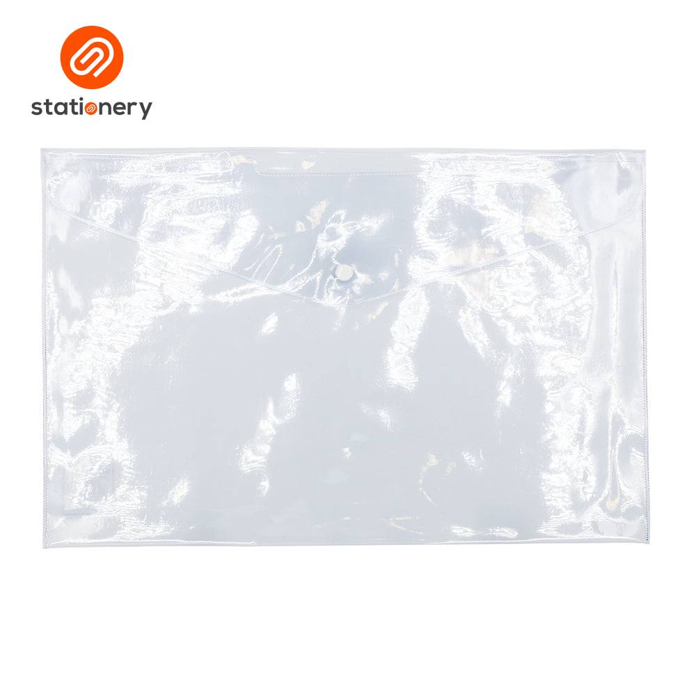 Clear Plastic Flat Envelope With Snap Button - Long – SM Stationery