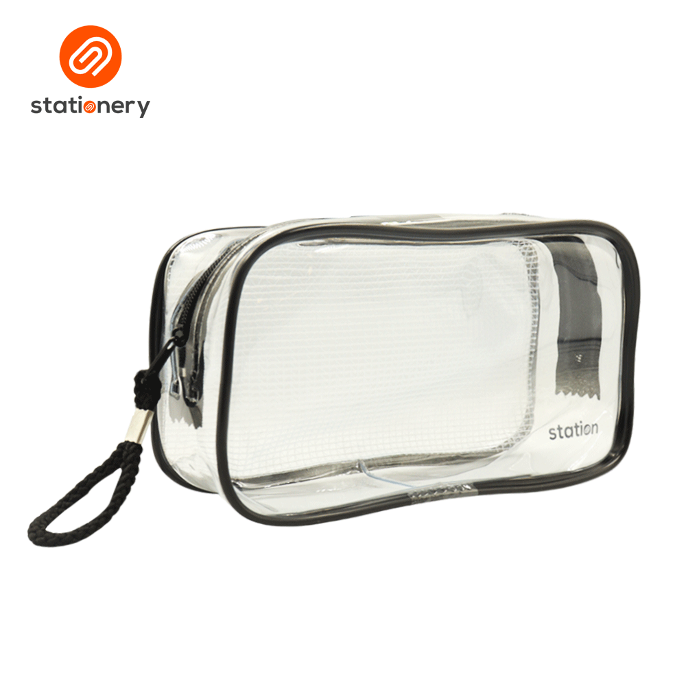 Clear Rectangle Mesh Pouch with Colored Piping – SM Stationery