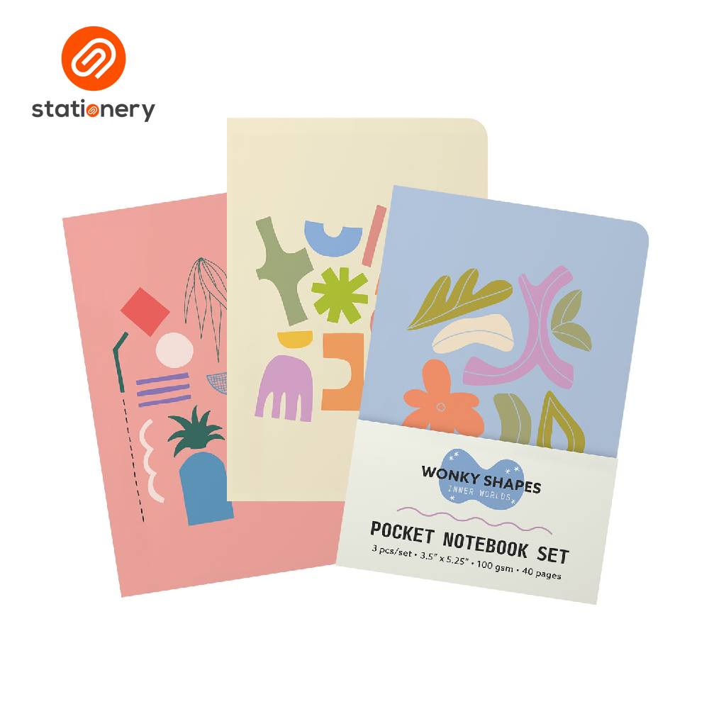 Wonky Shapes Pocket Notebook Pack of 3 Designs - 3.5"x5.25" – SM Stationery