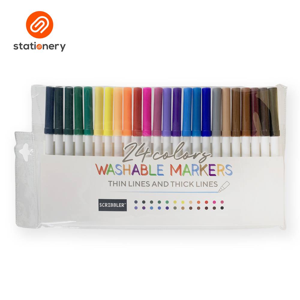 Scribbler Washable Thin & Thick Lines Markers 24 Colors – SM Stationery