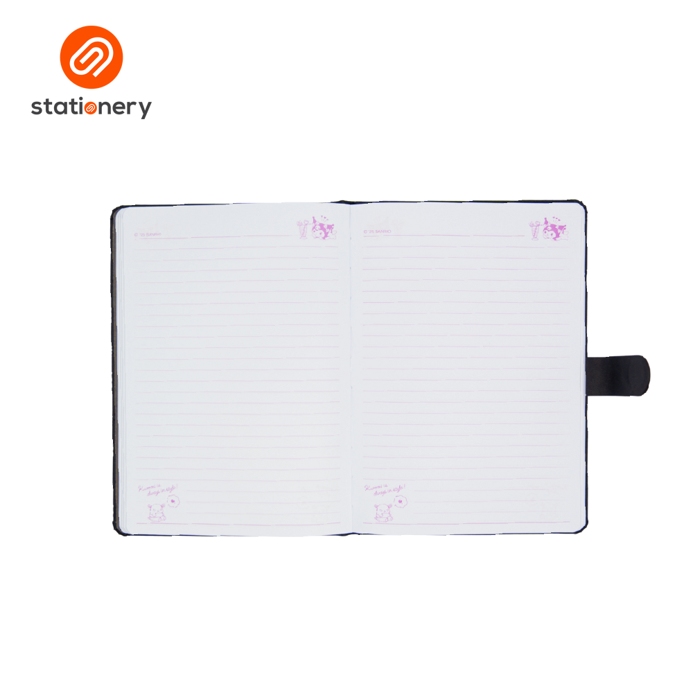 Kuromi Journal Ruled PU w/ S-Button A5 (148x210mm) - Black – SM Stationery