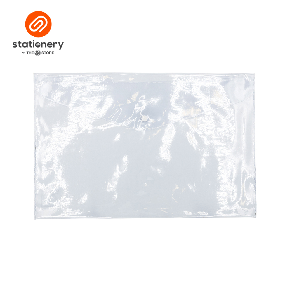 Clear Plastic Flat Envelope With Snap Button – SM Stationery