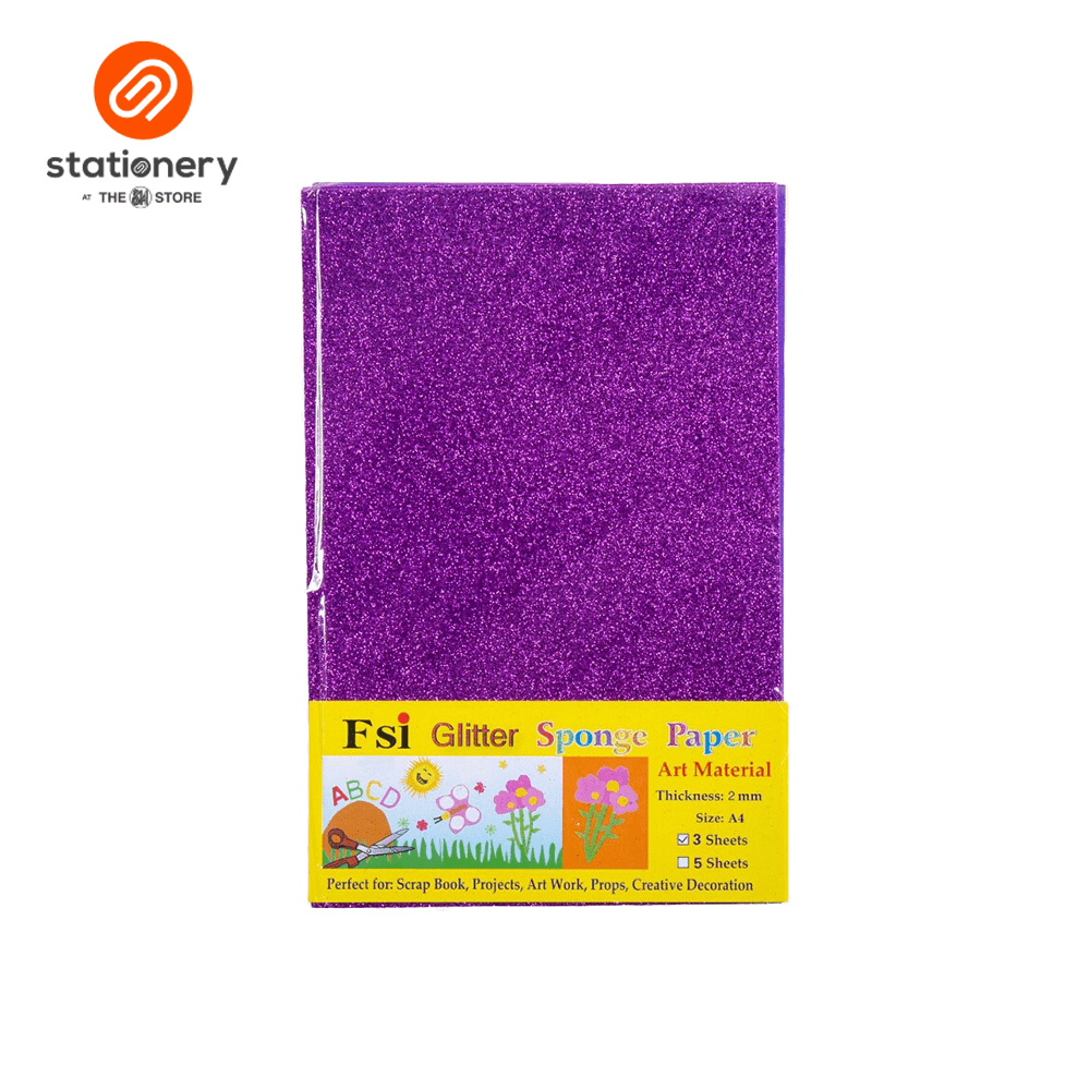 FSI Glitter Rubber Foam A4 3 Sheets | Best Price Online